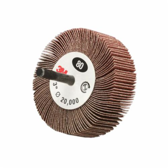 3M 747D Type 83 Coated Flap Wheel, 3 in Dia x 1 in W, 1/4 in, 80 Grit ...